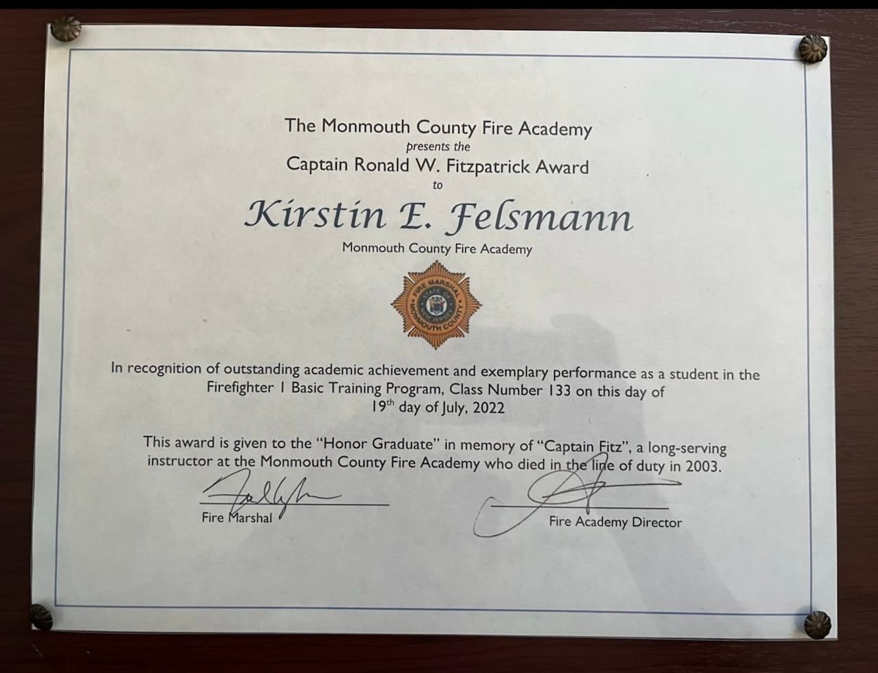 Congratulations to Kirstin Felsmann – Fair Haven Volunteer Fire Company ...